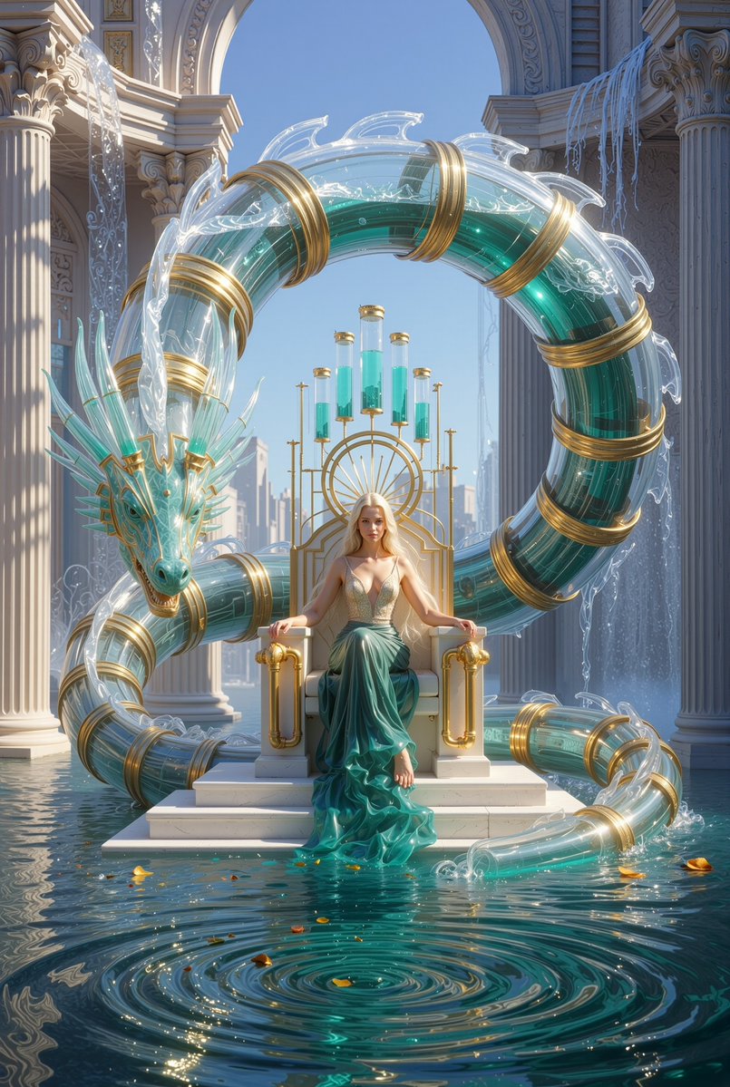 A Hydro-Punk Majesty: The Throne of Glass and Water - PromptGather.io