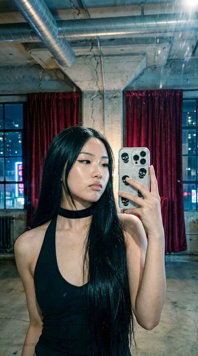 Reflections of a Cyber-Goth Muse - PromptGather.io